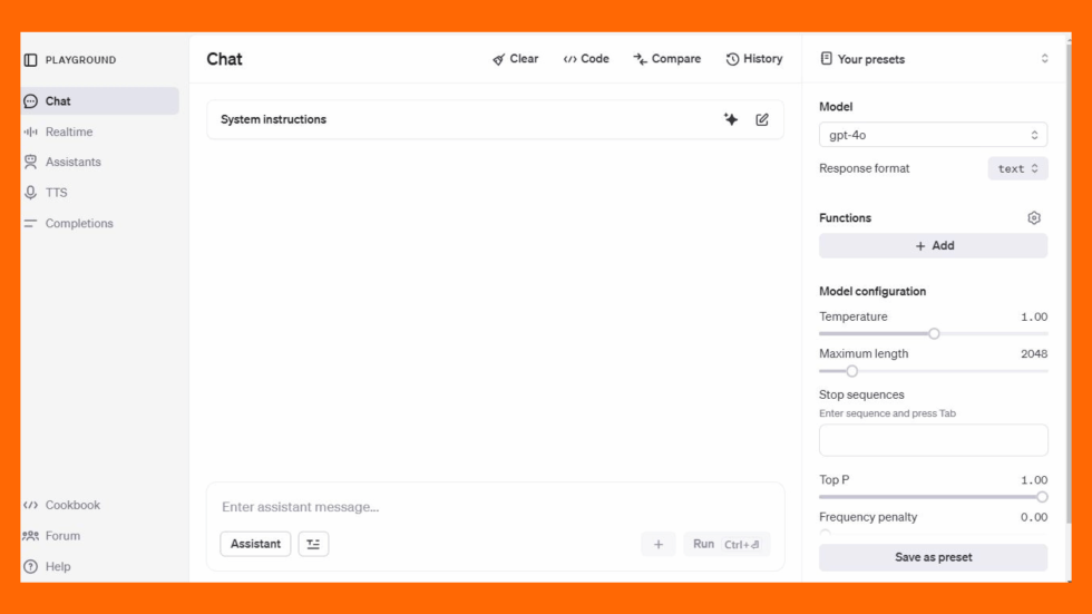 Explorando el Playground de OpenAI |Chat, Realtime, Assistants TTS